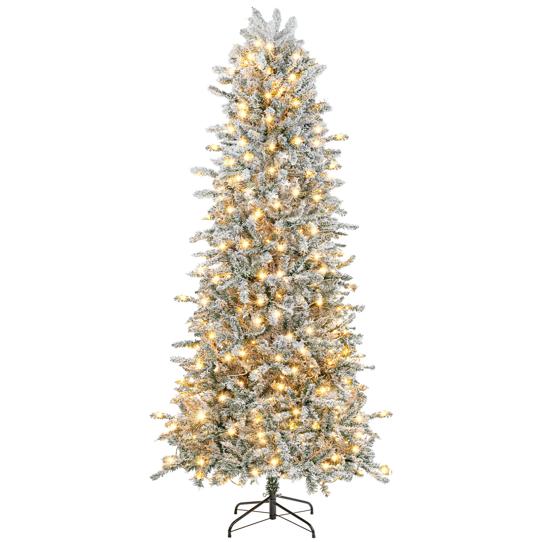 The Holiday Aisle® Prelit Flocked Christmas Tree, Frosted Pencil Slim ...