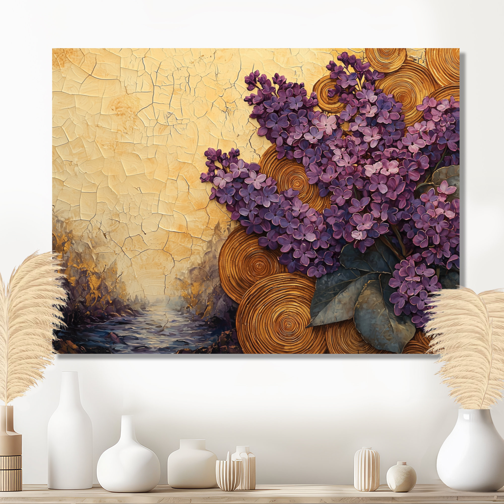 Millwood Pines Gildea Lilacs Flowers Into A Wooden Slide Pattern II ...