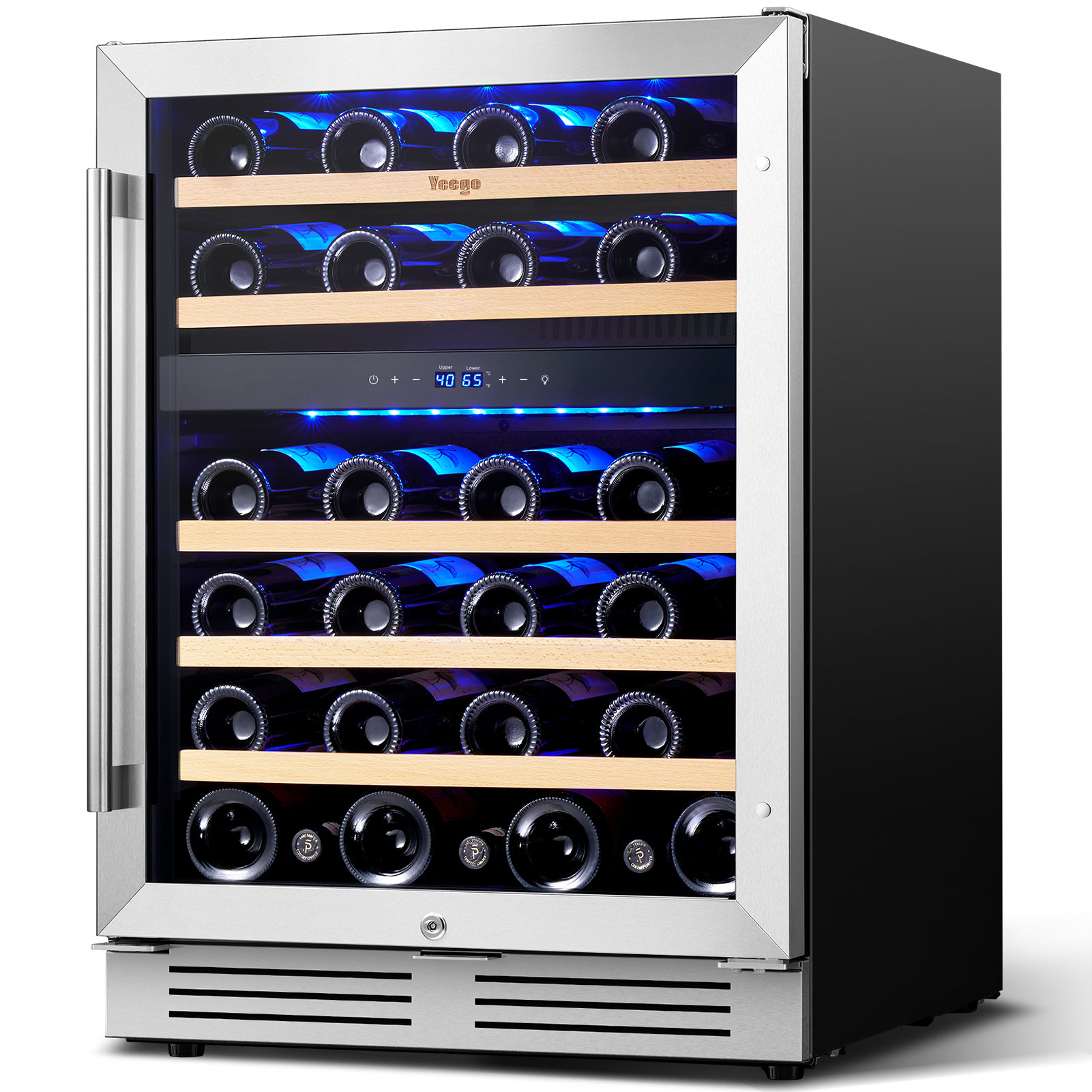 Yeego 24'' 46 Bottle Dual Zone Wine Cooler Built-In Wine Refrigerator ...