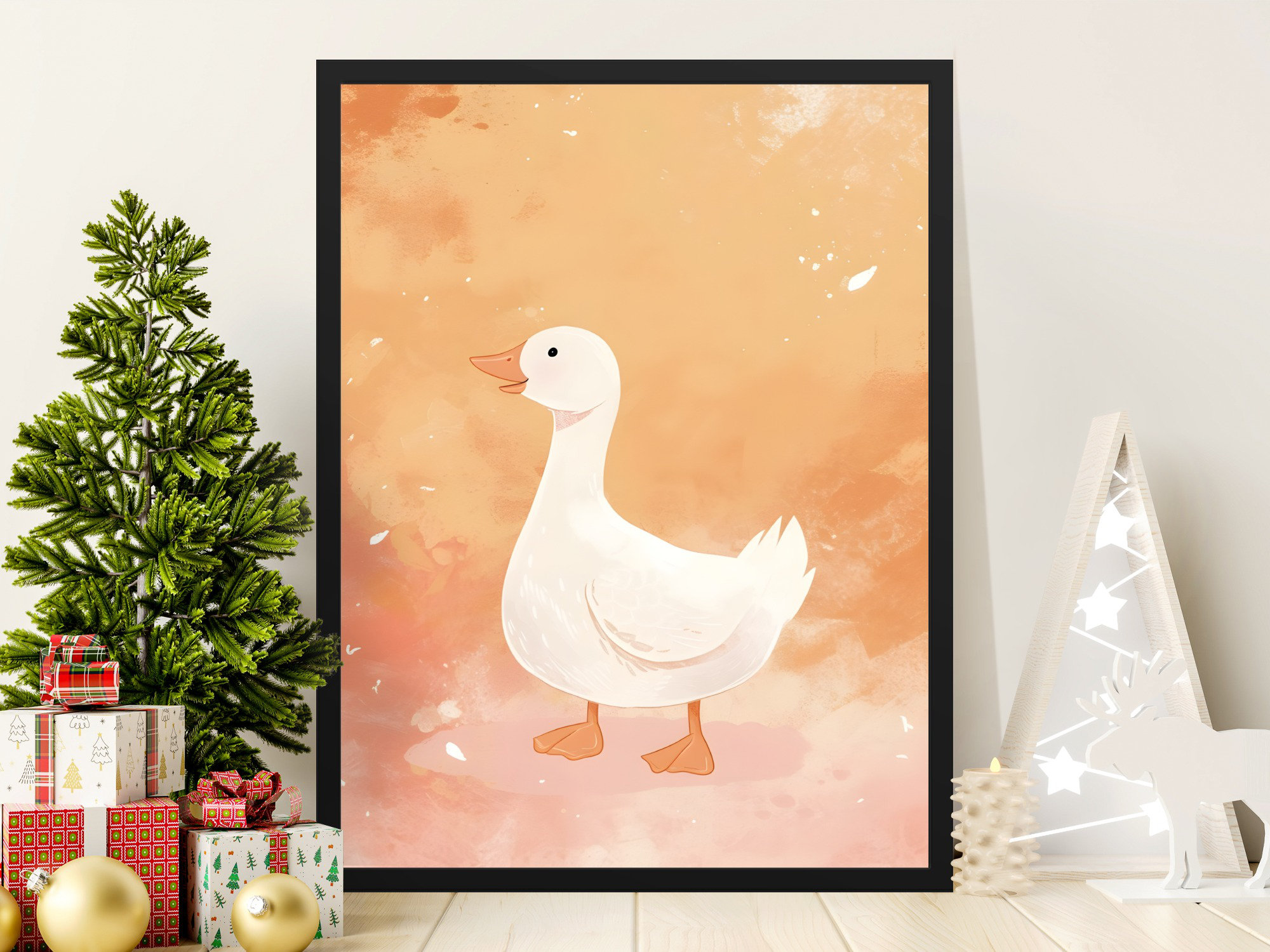 Happy Larry White Goose Wall Art, Watercolor Goose, Farm Animal Art ...