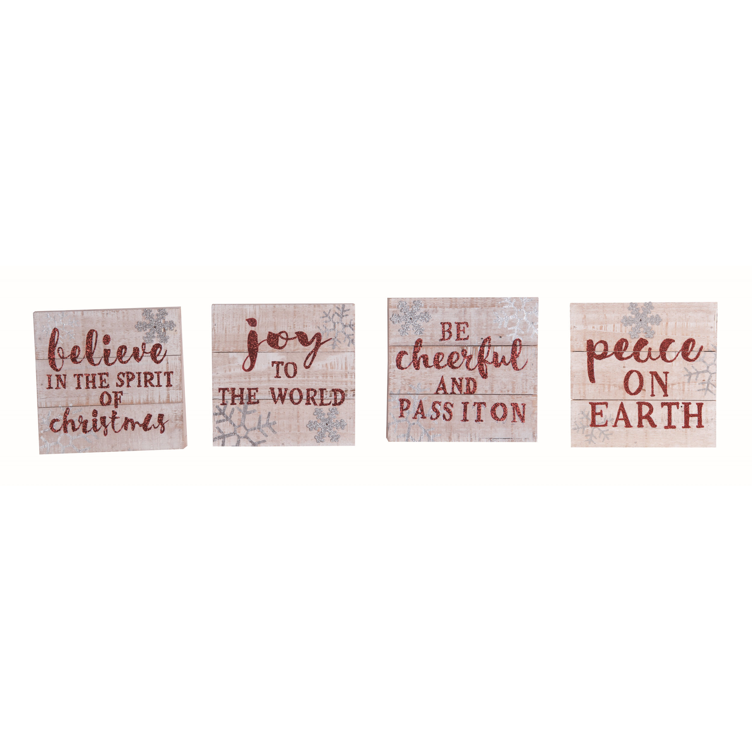 The Holiday Aisle® Wood Christmas Block Set of 4 Christmas Home ...