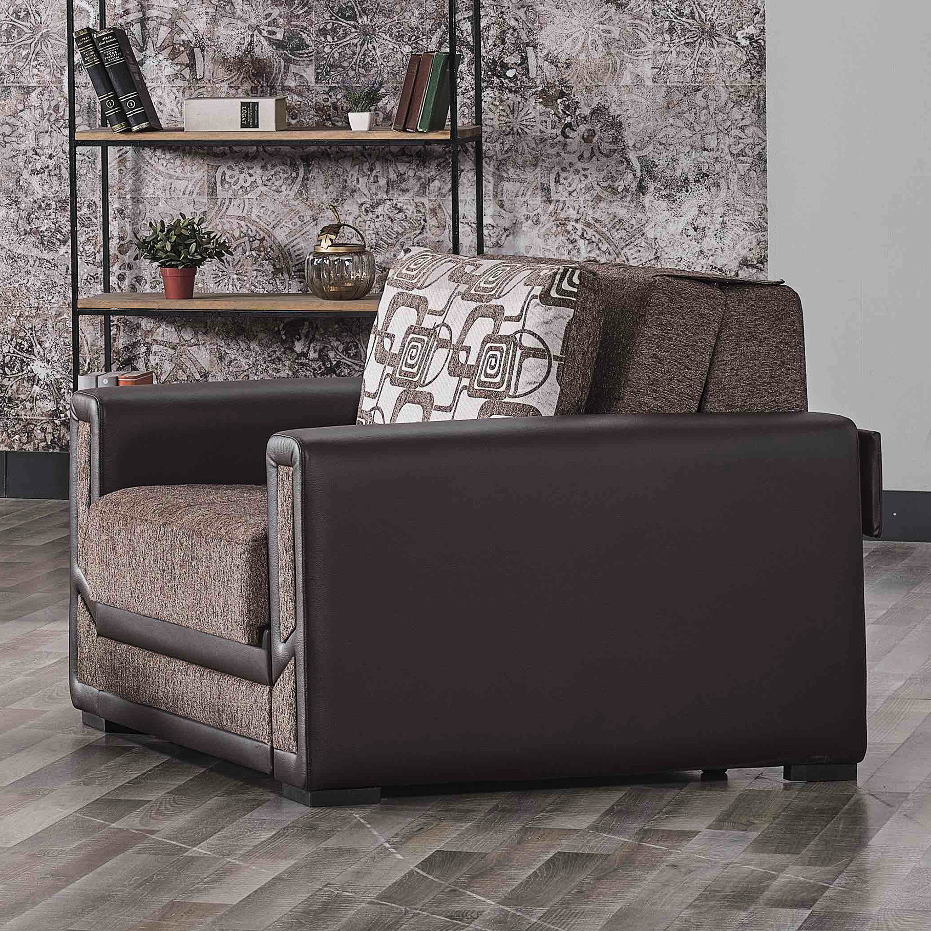 Hokku Designs Brown Convertible Armchair With Storage, Comfortable ...