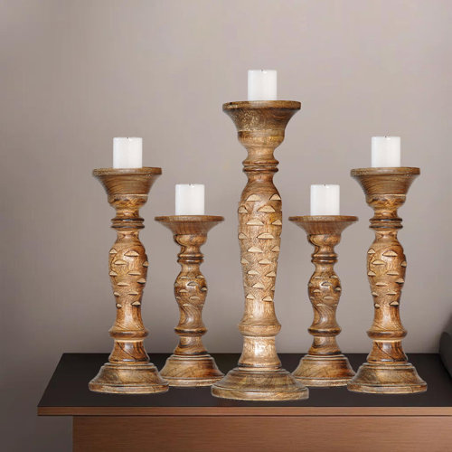 Ophelia & Co. 15'' H Wood Tabletop Pillar | Wayfair