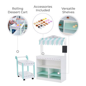 Teamson Kids My Dream Bakery Shop and Pastry Cart Wooden Play Set ...
