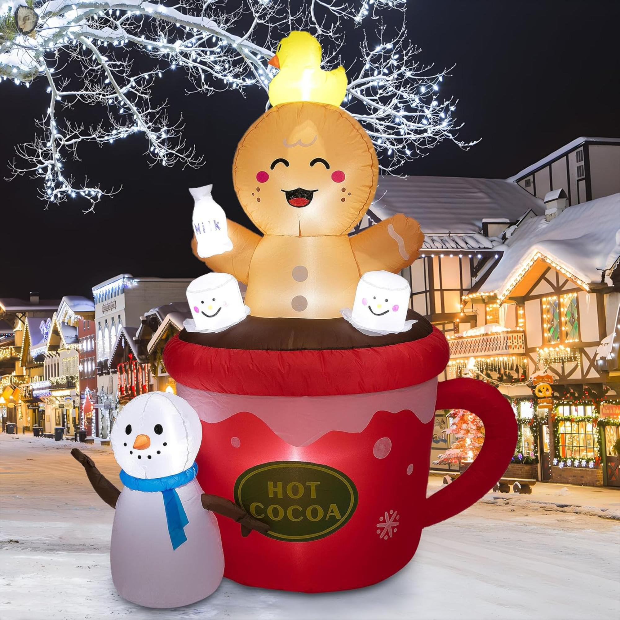 The Holiday Aisle® 6FT Inflatable Gingerbread Man In Hot Cocoa Cup ...