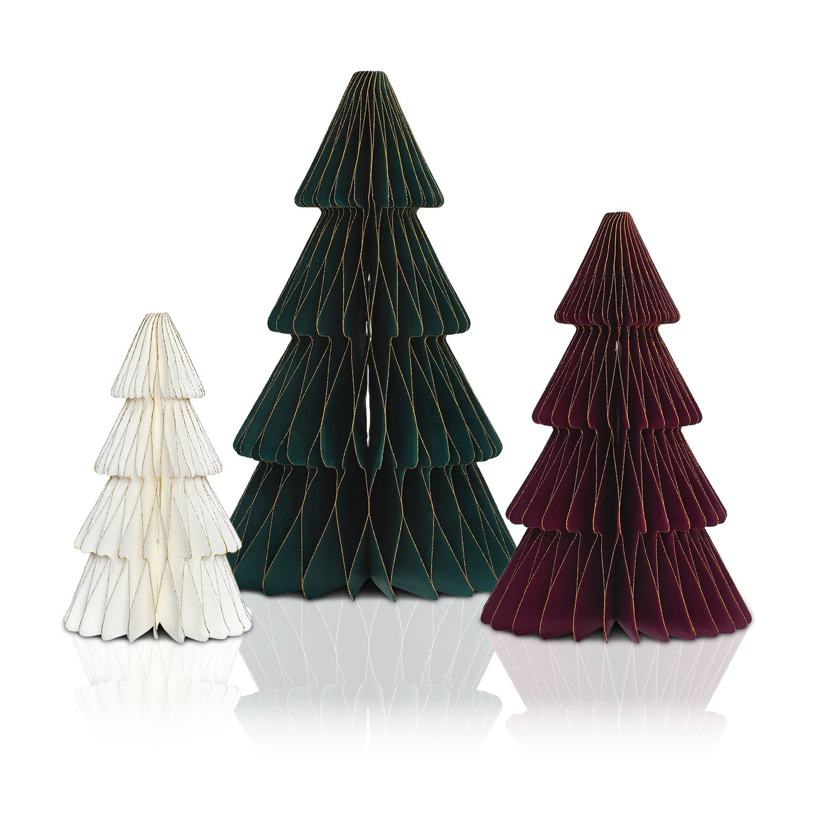 The Holiday Aisle® 3 Pcs Honeycomb Christmas Tree Set – 3D Glitter ...