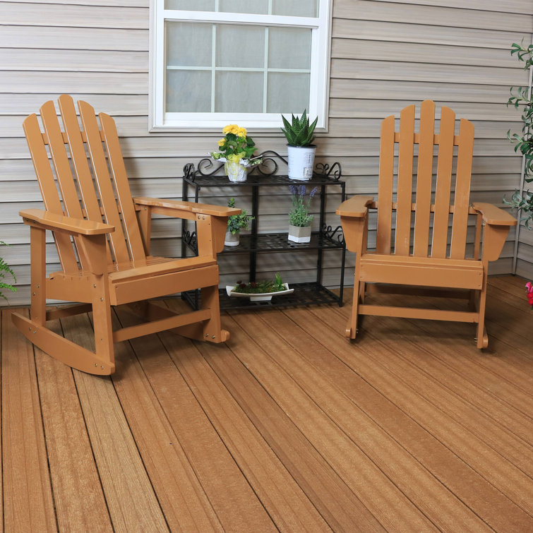 Latitude Run® Goldrick Classic Solid Wood Rocking Adirondack Chair ...