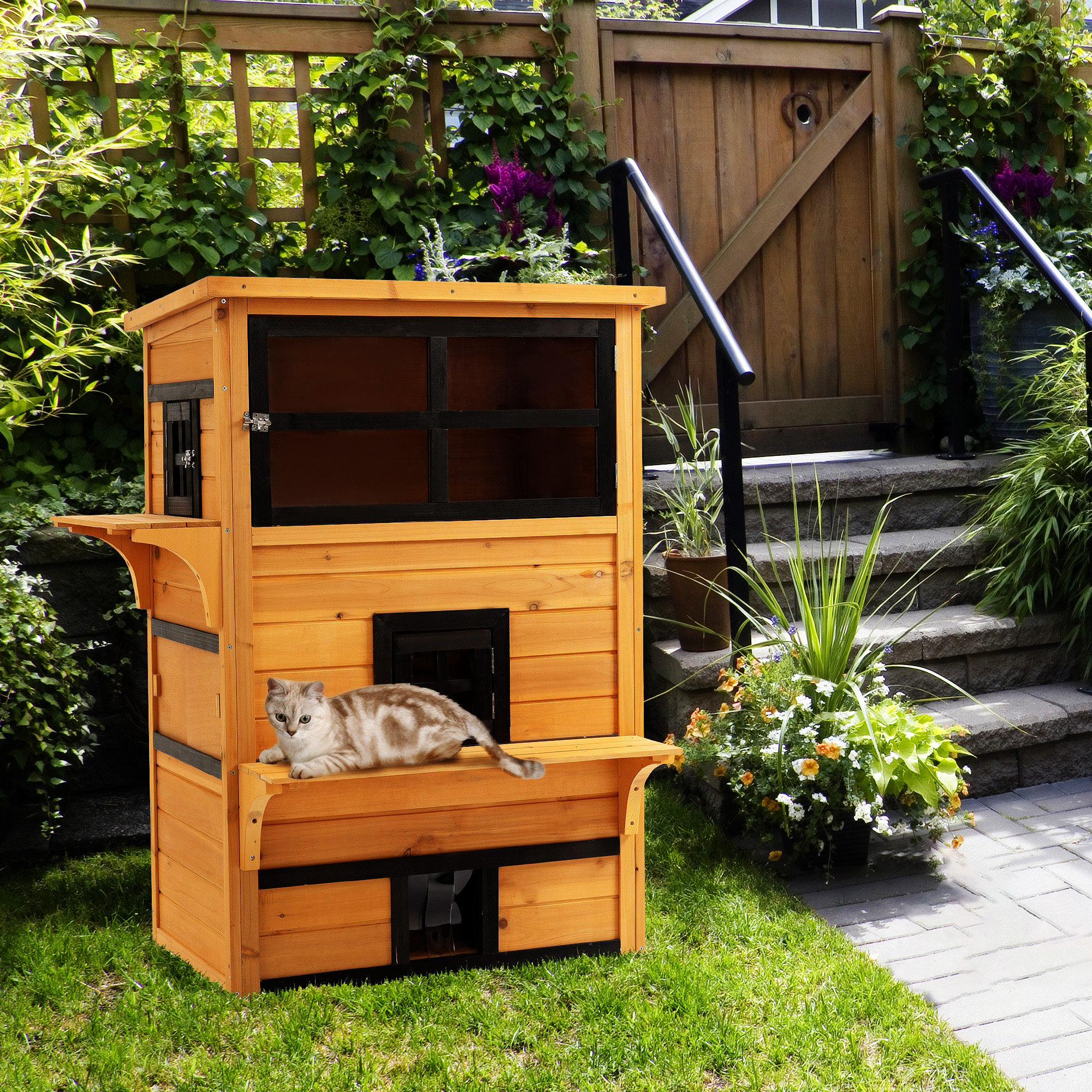 Archie & Oscar™ 3-Story Cat House Feral Cat Shelter | Wayfair