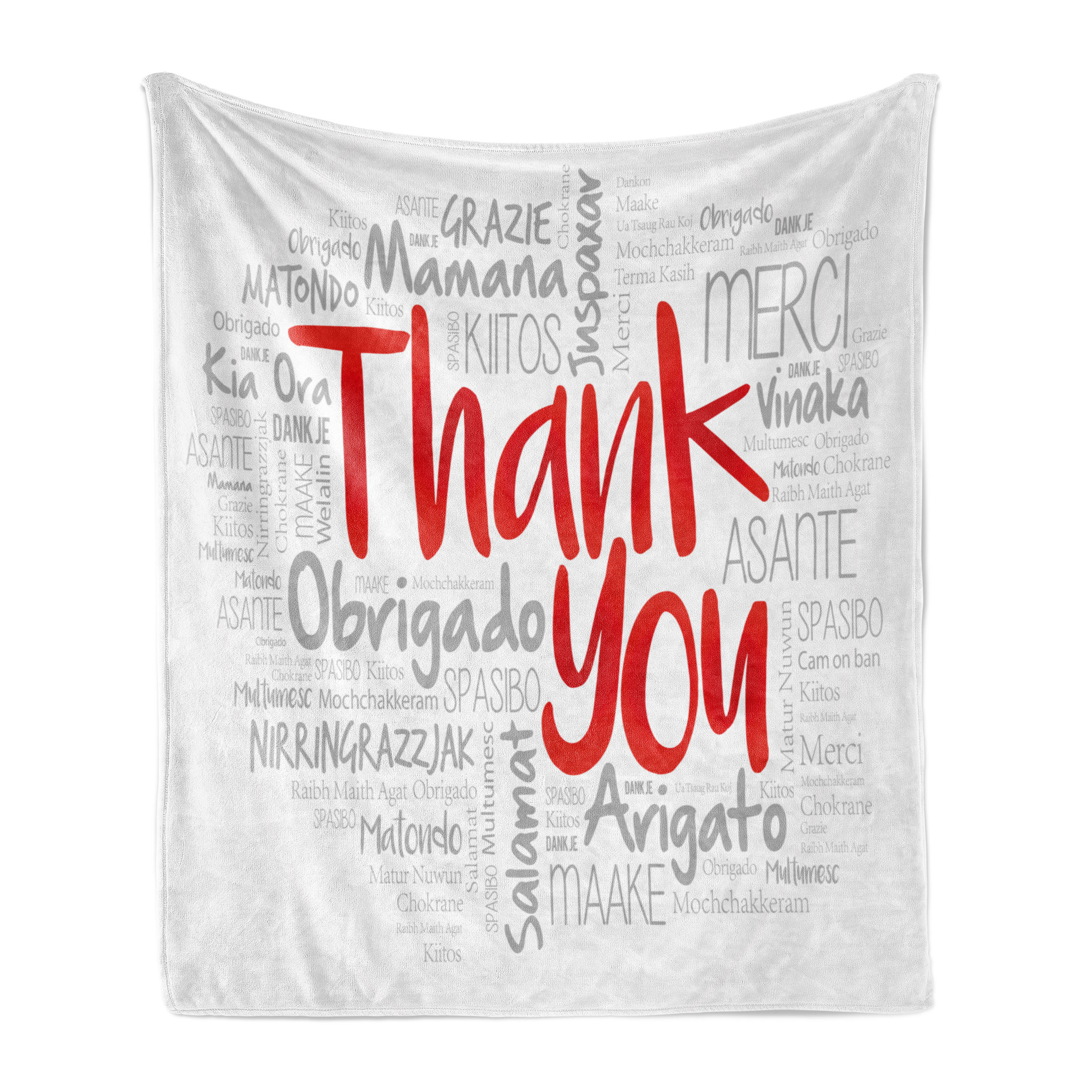 Ambesonne Thank You Fleece Throw Blanket Appreciation Merci Danke Grey ...