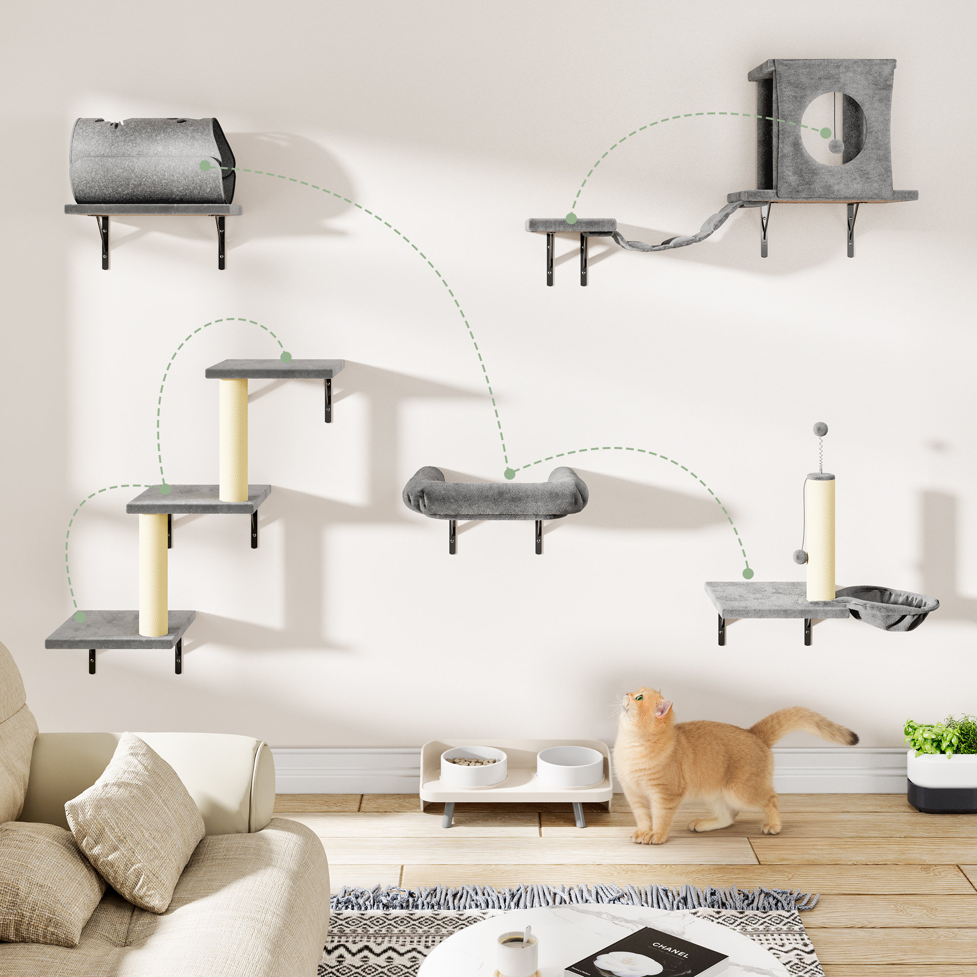 Tucker Murphy Pet™ 7 Pcs Wall Mounted Cat Climber Set | Wayfair