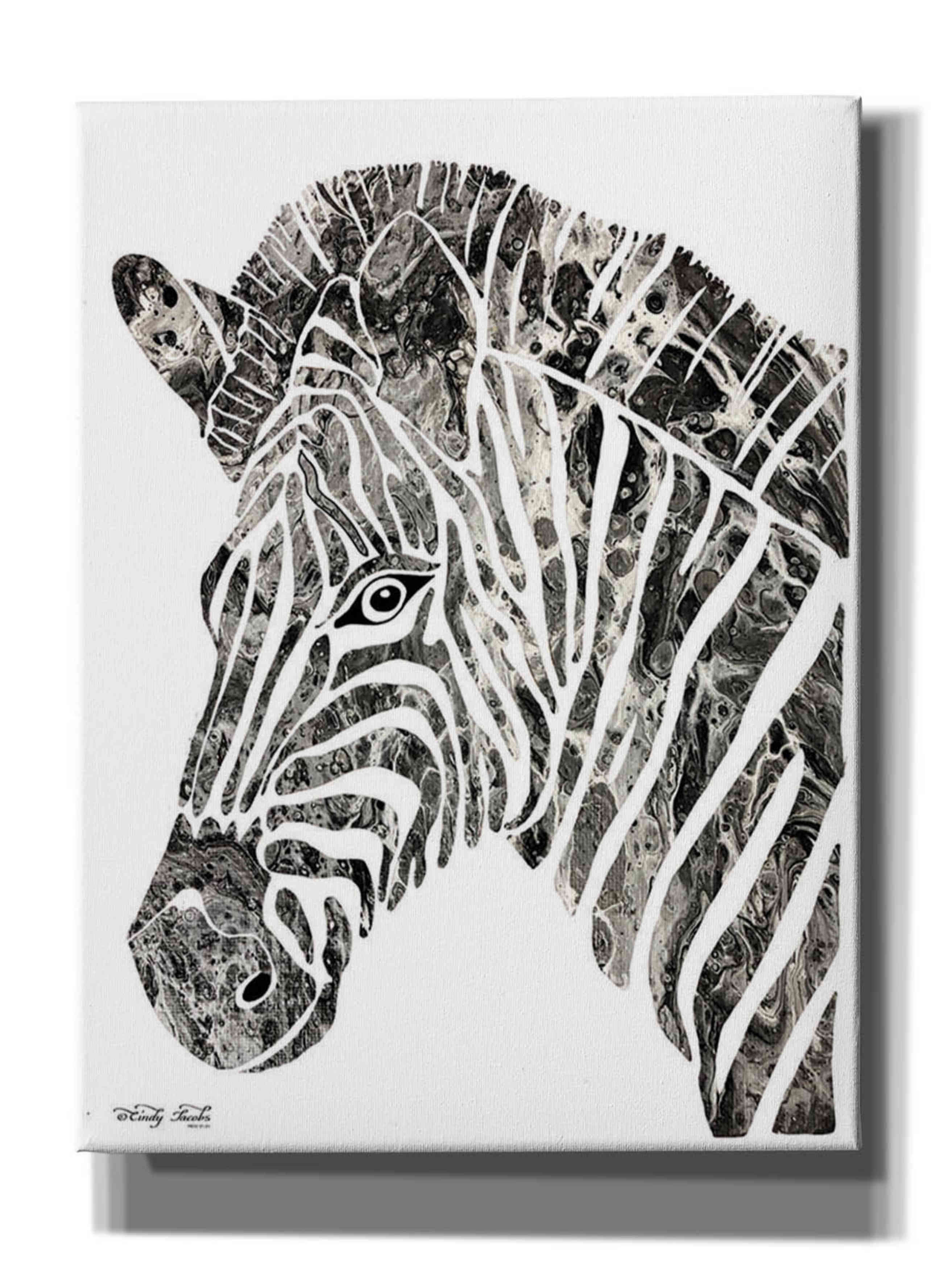 Gracie Oaks Nancee Bright Zebra On Canvas by Cindy Jacobs Print | Wayfair