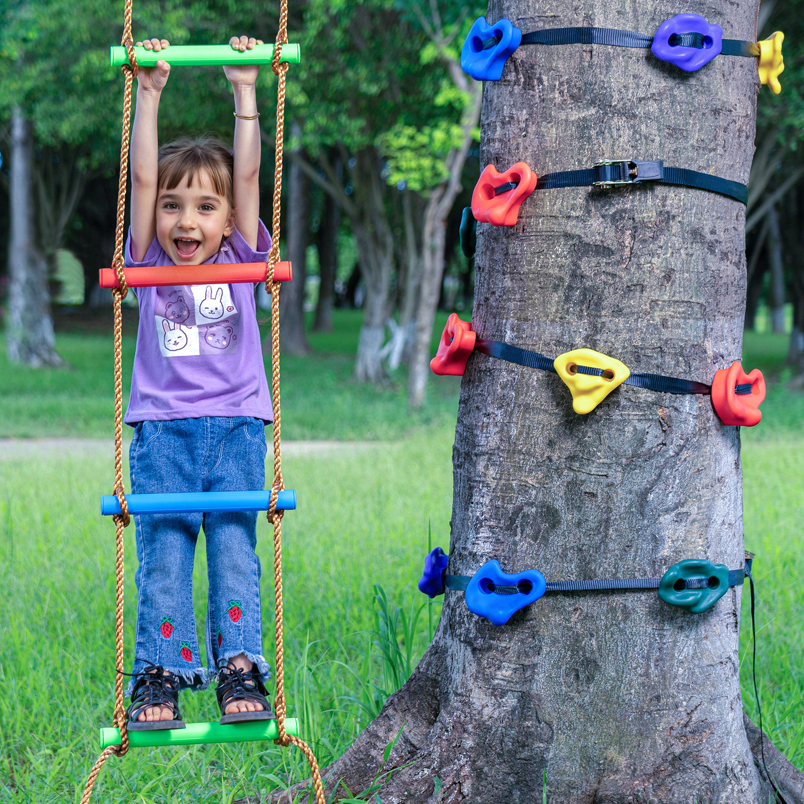 Arlmont & Co. Ninja Tree Climbing Kit 12 Climbing Holds 6 Ratchet ...
