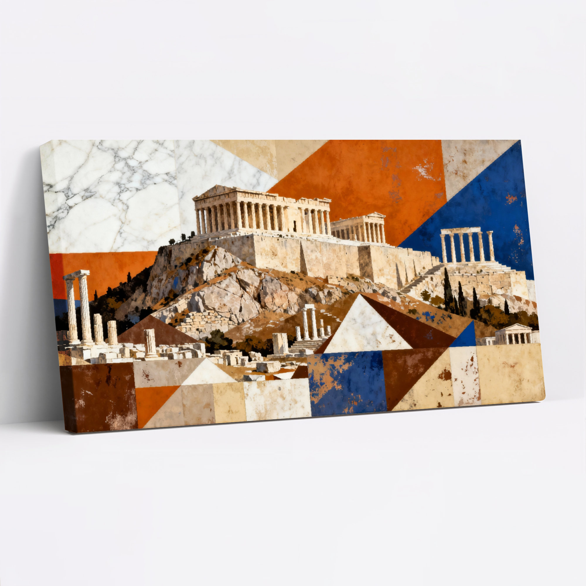 Latitude Run® Acropolis Athens Greece Canvas Wrapped Wall Art Geometric ...
