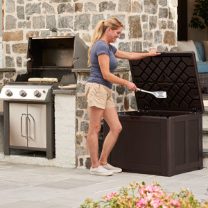 Rubbermaid Deck Box, Medium, 74 Gallon, Brown | Wayfair