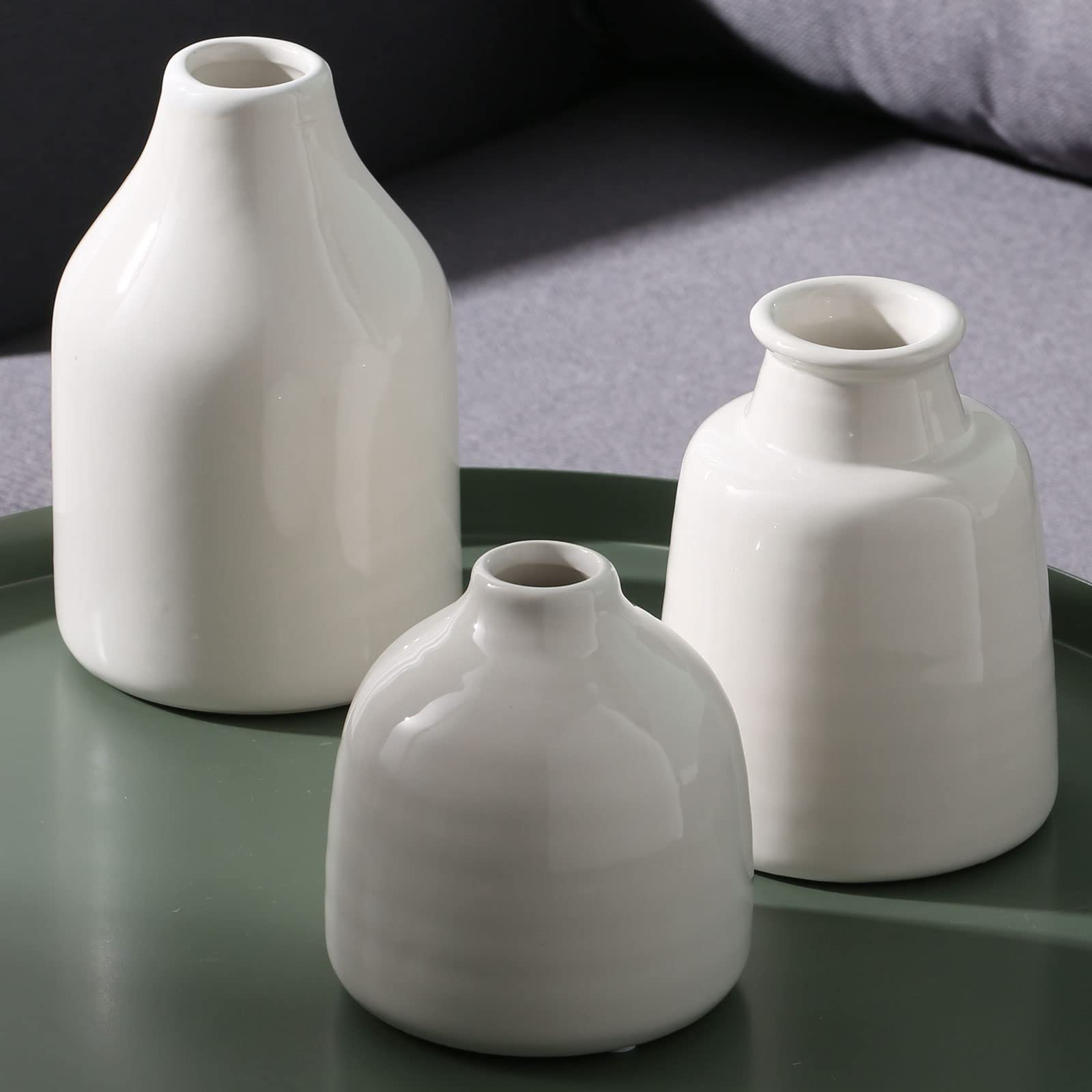 Latitude Run® Small White Vase Set Of 3 For Modern Home Decor,Ceramic ...