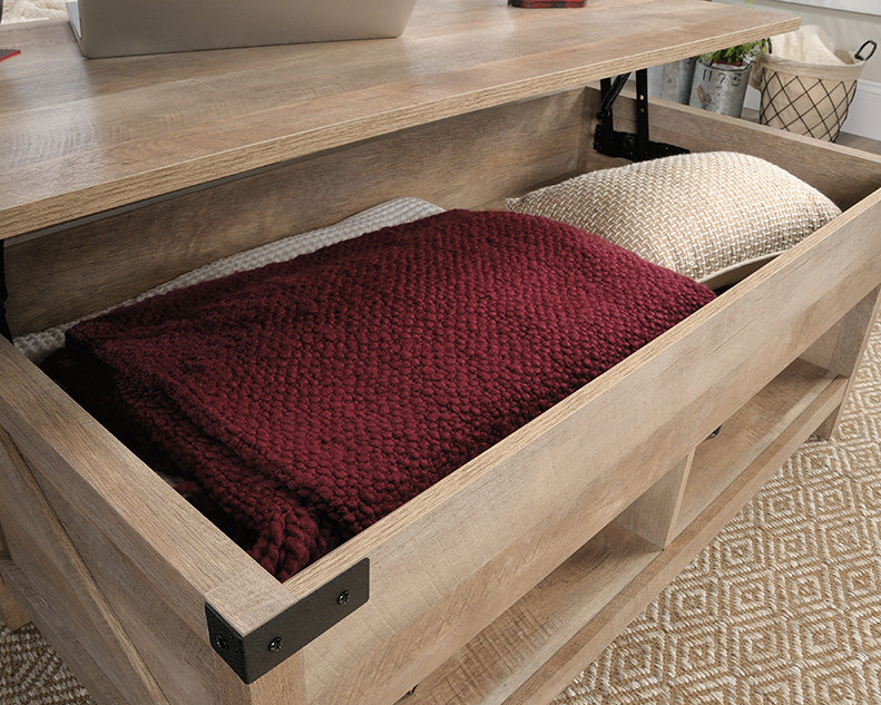 Millwood Pines Evelinda Modern Wood Lift-Top Coffee Table in Lintel Oak ...