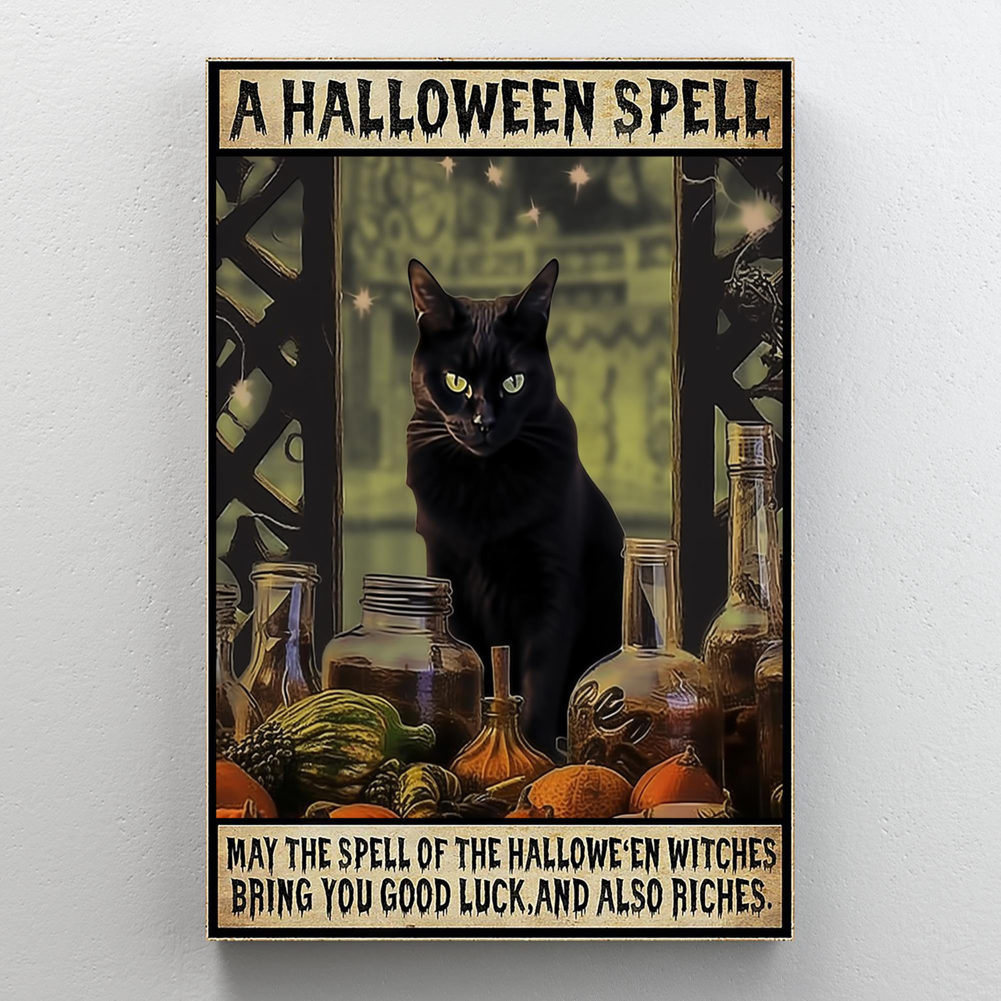Trinx Black Cat A Halloween Spell - 1 Piece Rectangle Gr " Black Cat A ...