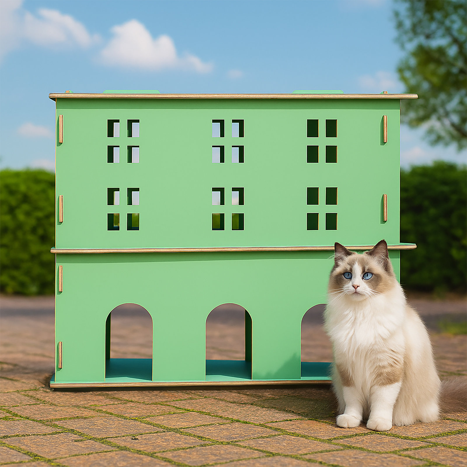 Tucker Murphy Pet™ Large Wooden Indoor Cat House – Multi-Level Pet ...