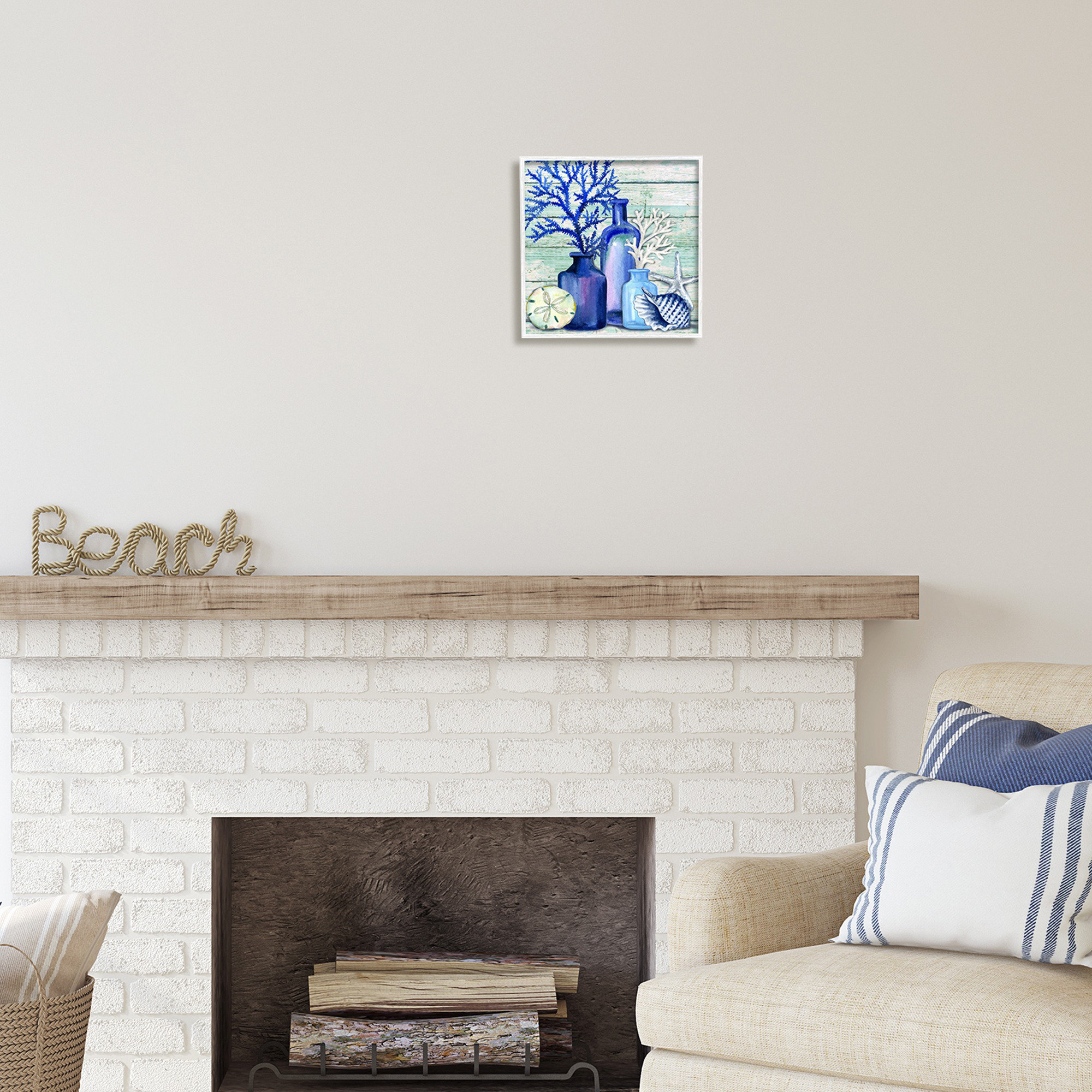 Stupell Industries Blue Nautical Vases Framed by Elena Vladykina rep ...