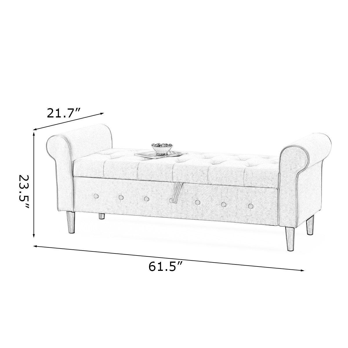 Wildon Home® Gray Solid wood + Polyester Bench | Wayfair