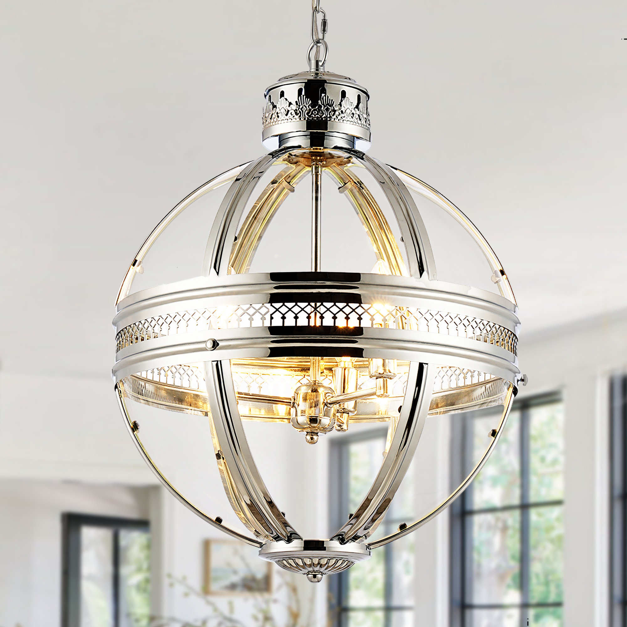 Breakwater Bay Overbey 18 - Inch Three Bulbs Glass Globe Dimmable ...