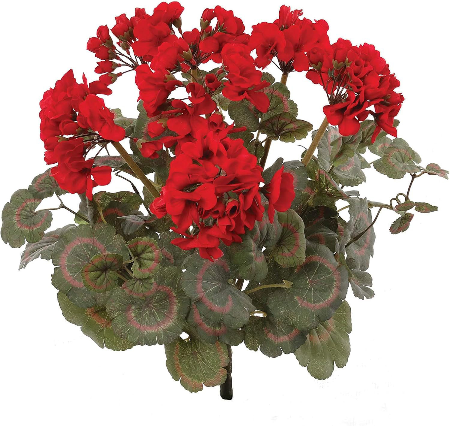 Primrue 6 18" Tall Red Artificial Geranium Decorative Silk Flower Bush ...