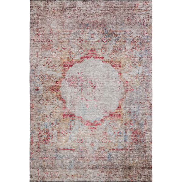 Bungalow Rose Premium Machine Washable Prisco Red Rug | Wayfair