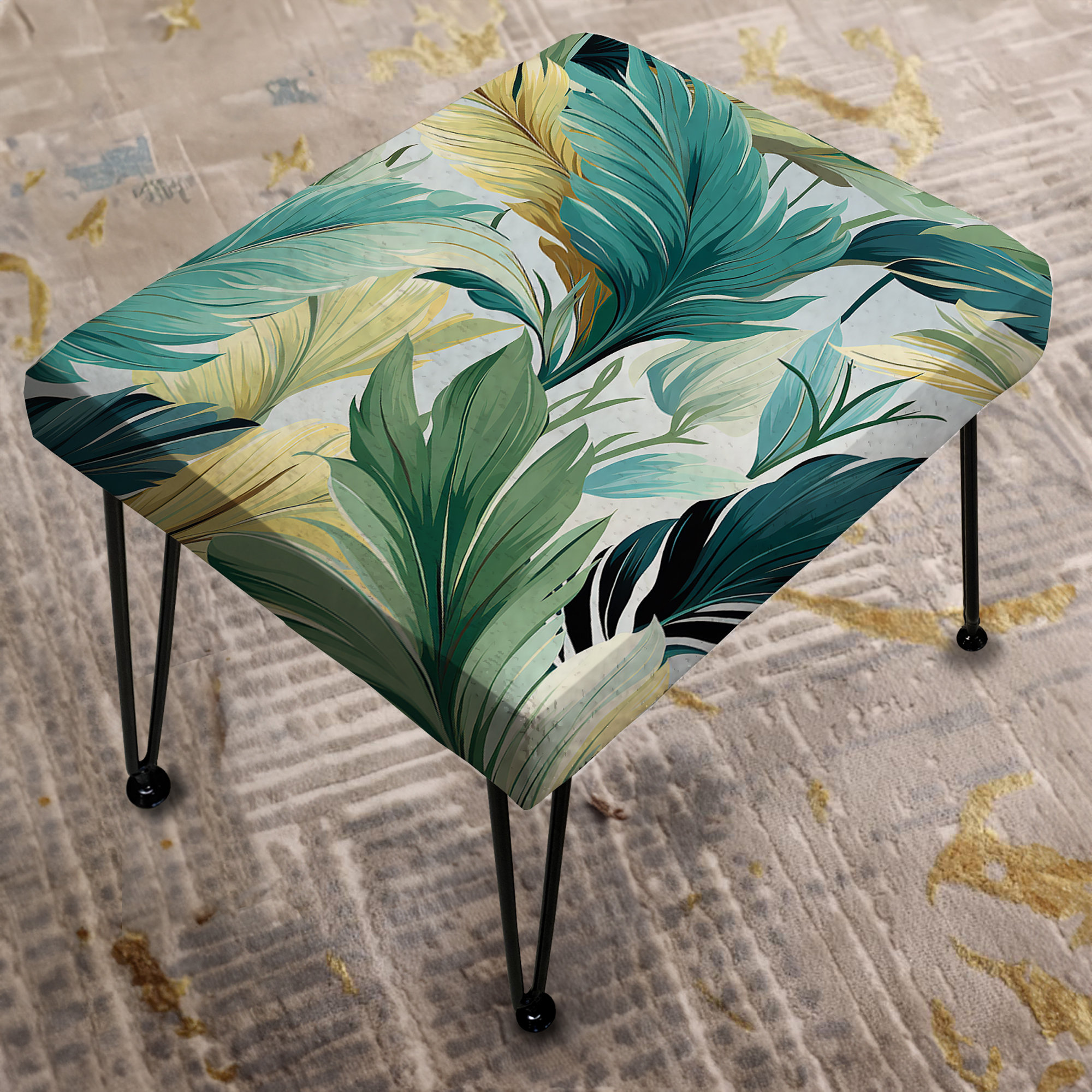 Design Art Palm Mirage Tropical Pattern I - Tropical Rectangle Ottoman ...