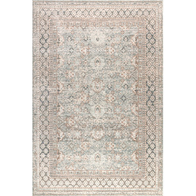 Bungalow Rose Lucinda Performance Light Blue/Ivory Rug | Wayfair