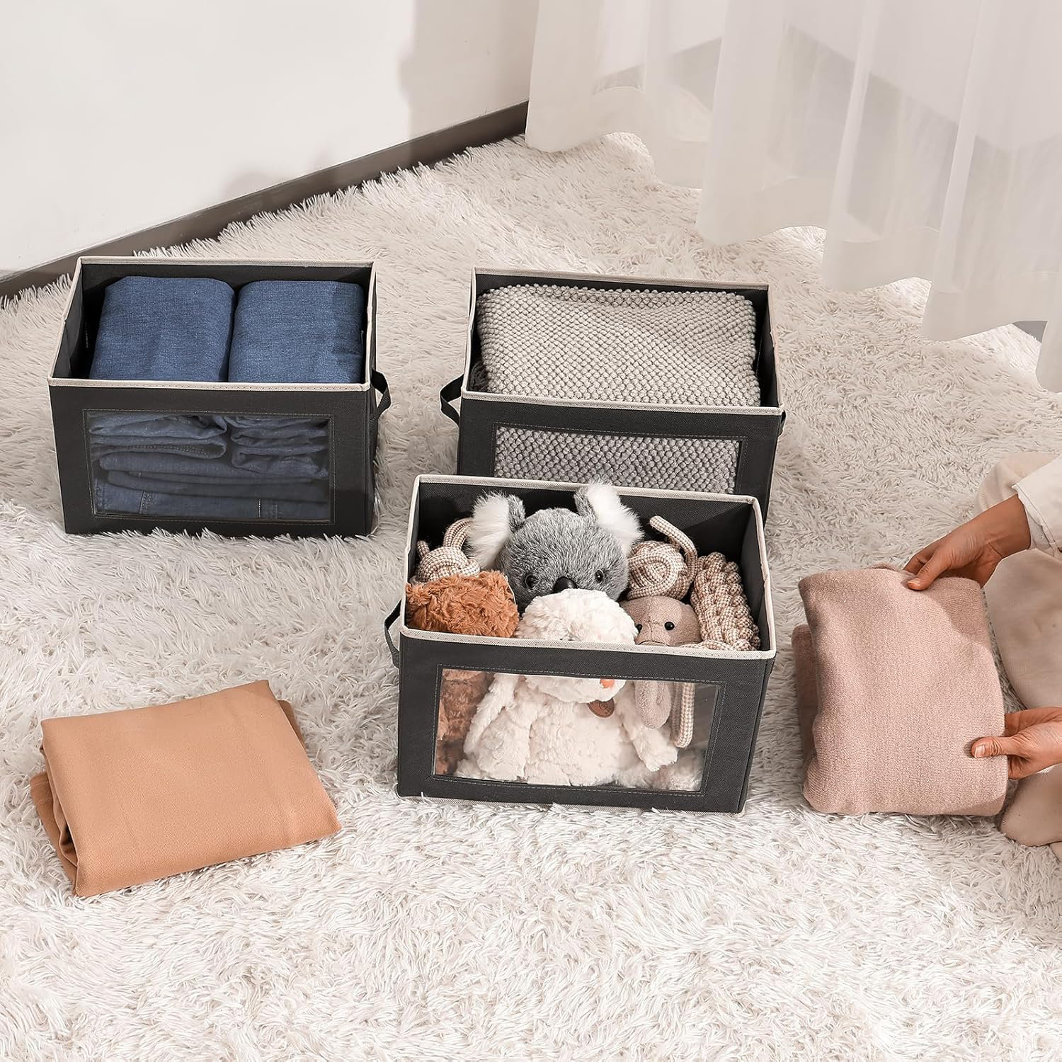 Rebrilliant Storage Bins With Lids - Fabric Storage Boxes With Lids ...