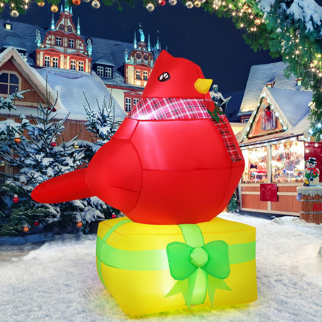 The Holiday Aisle® Christmas Inflatables 5 Ft Cardinal With Gift Box ...
