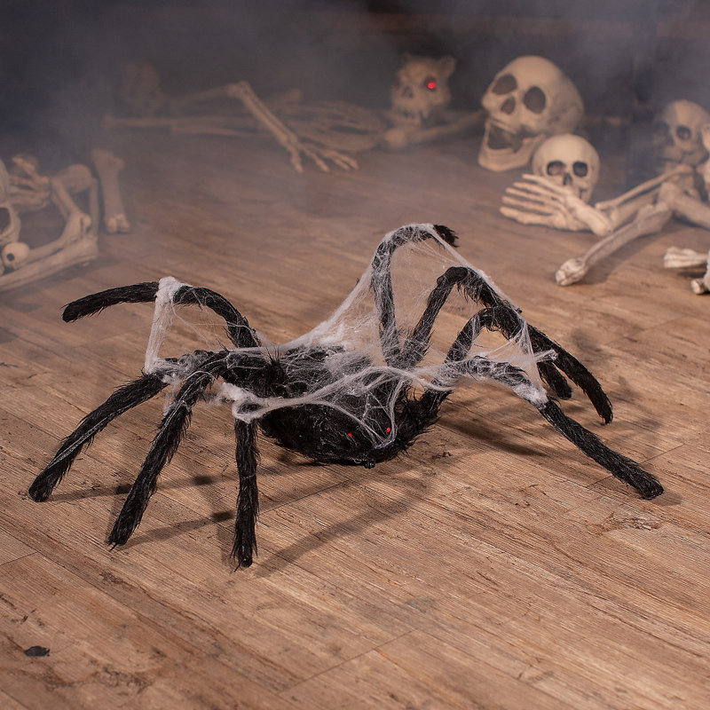 The Holiday Aisle® Animated Walking Spider with Web Figurine | Wayfair