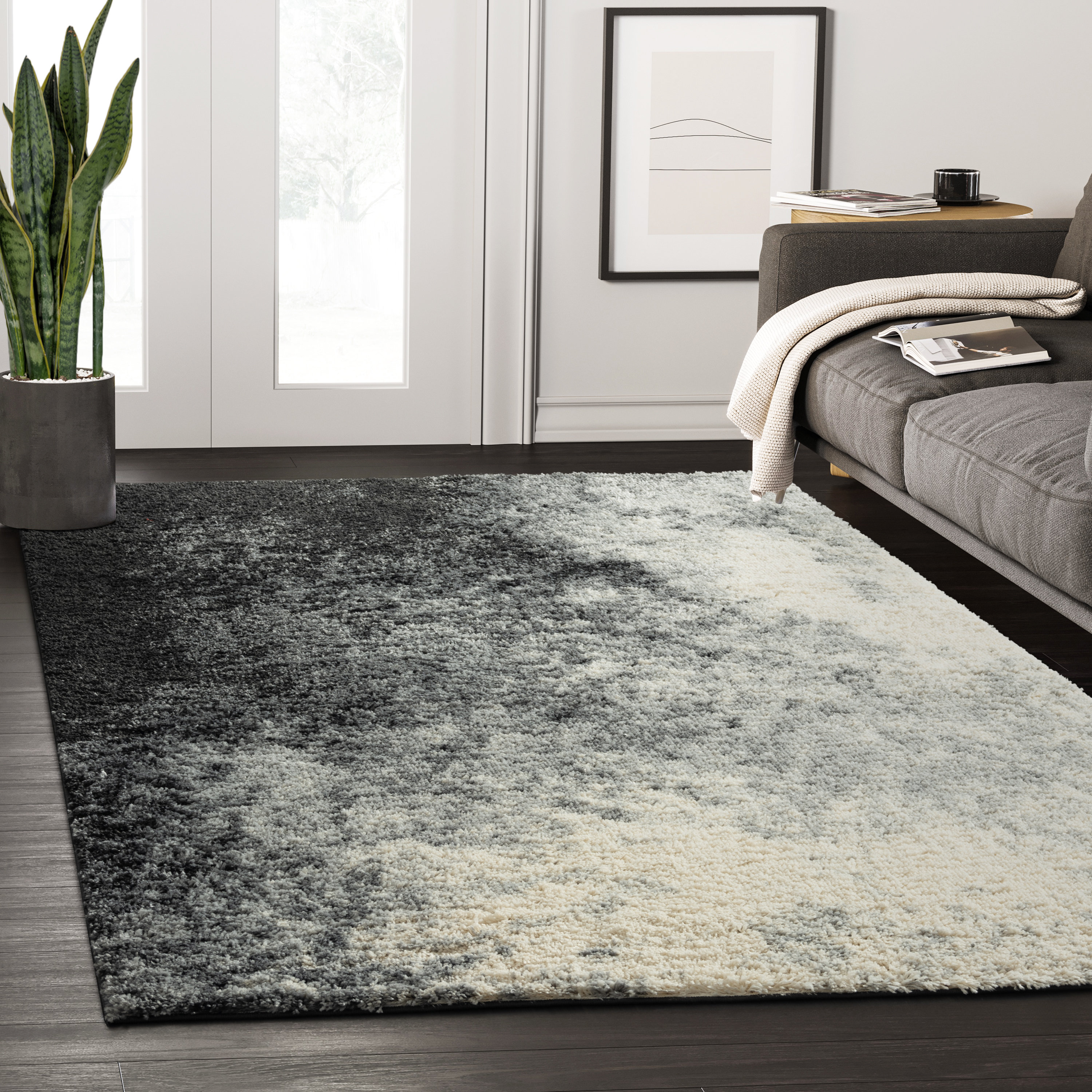 17 Stories Abstract Grey And Ivory Area Rug - Wayfair Canada