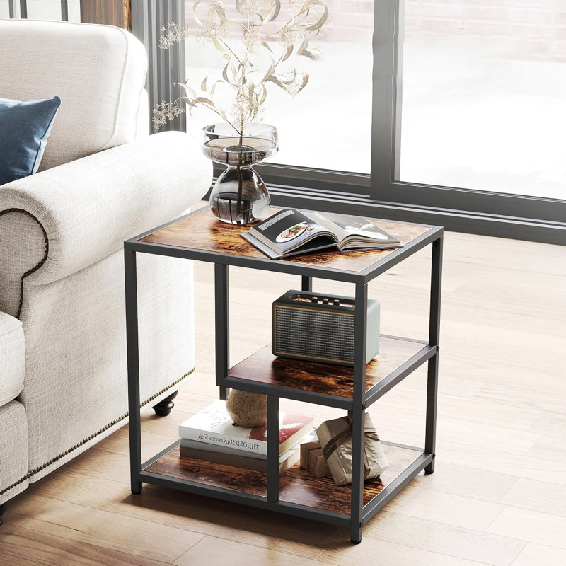 17 Stories 3-Tier Narrow Side Table with Storage Shelves | Wayfair