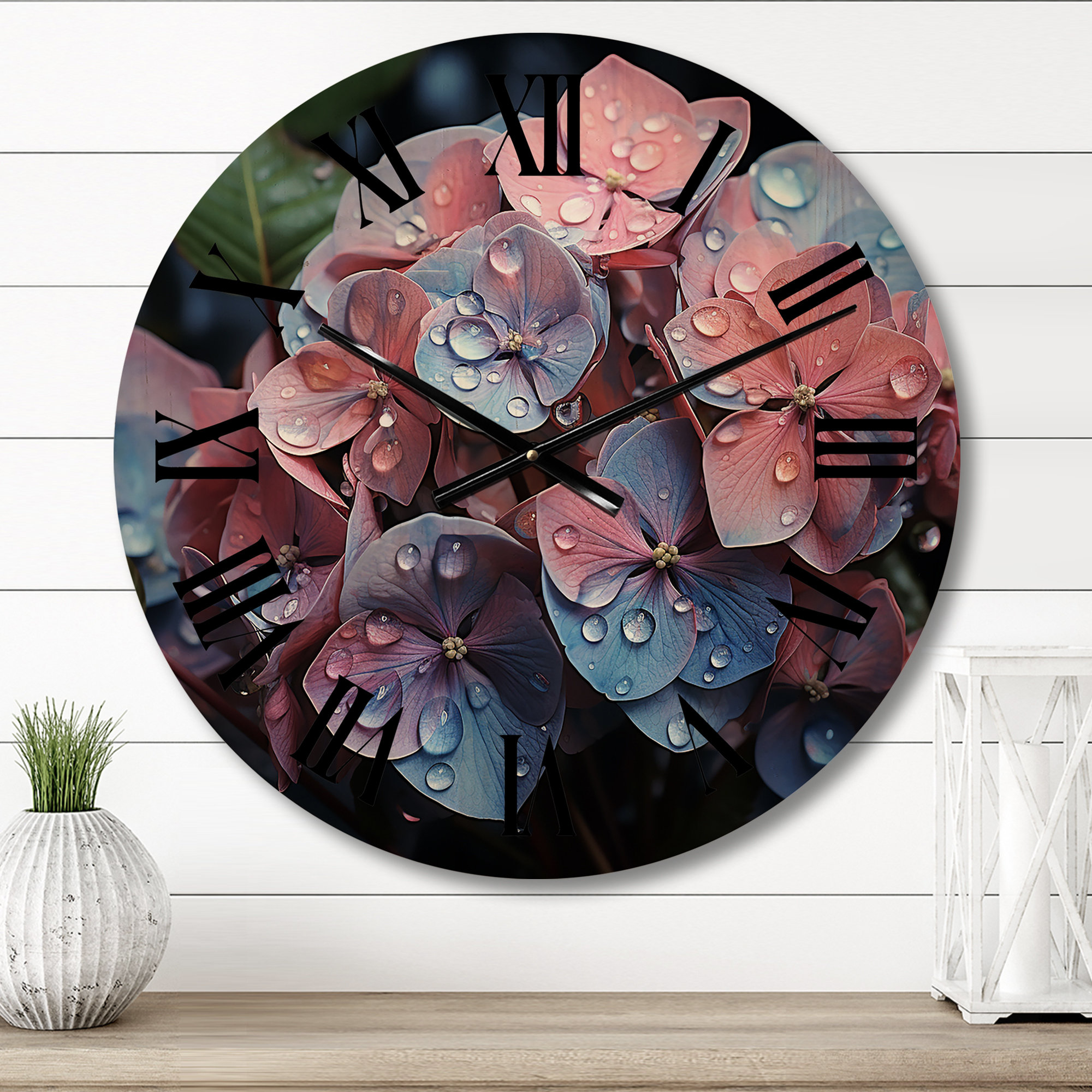 East Urban Home Pink Blue Hydrangea Harmonious Fusion - Floral ...