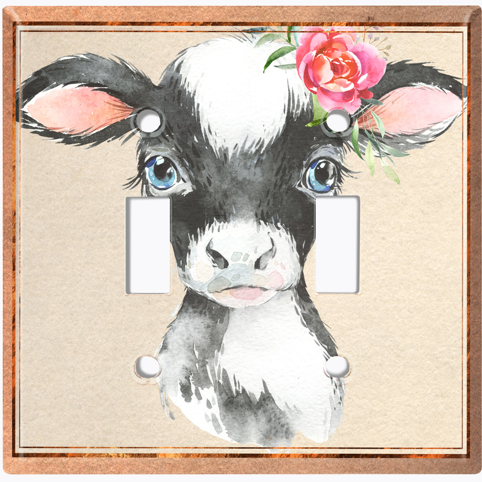 WorldAcc Metal Light Switch Plate Outlet Cover (Cute Animal Baby Cow ...