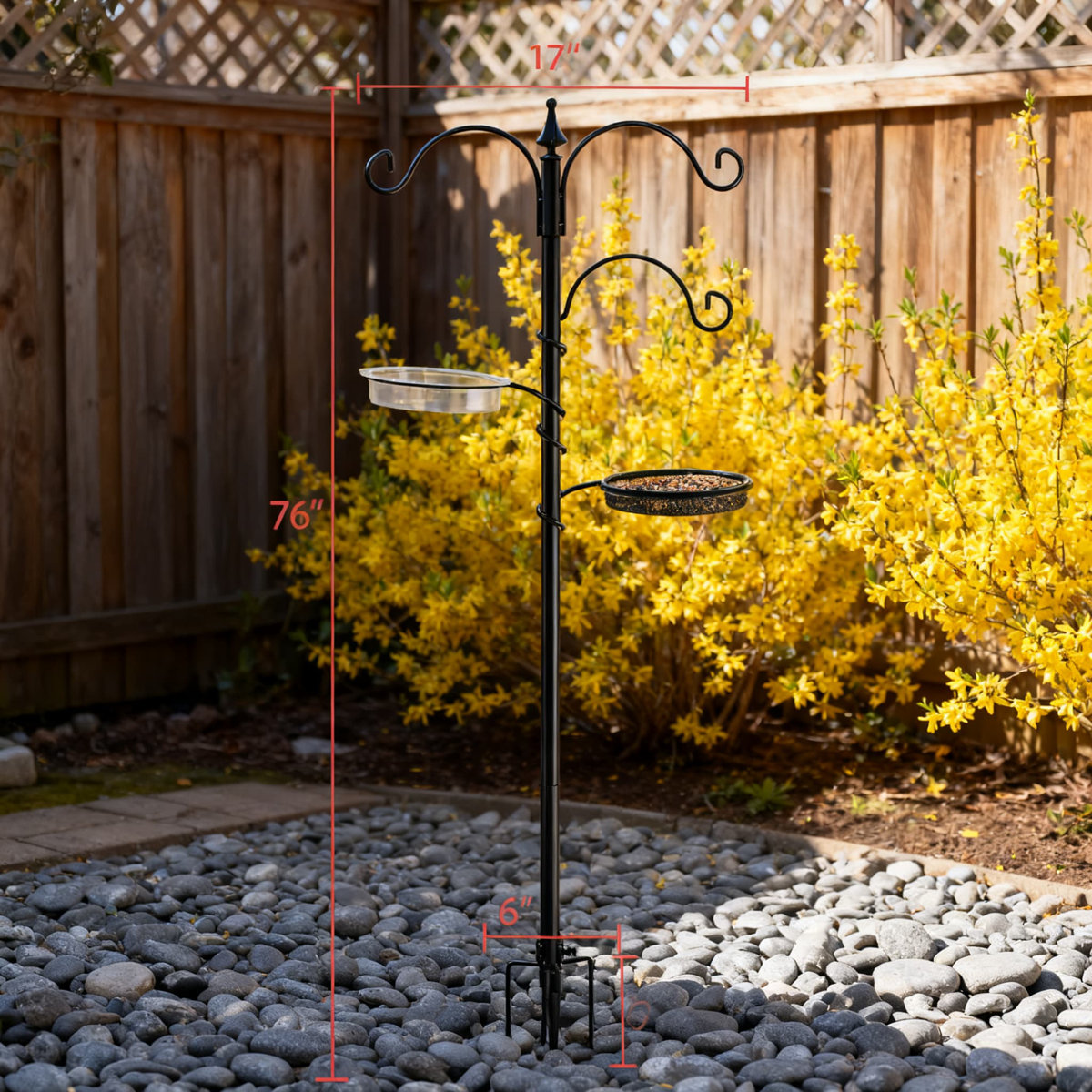 Arlmont & Co. Bird Feeder Pole With Stand, 75 Inch Bird Feeding Station ...