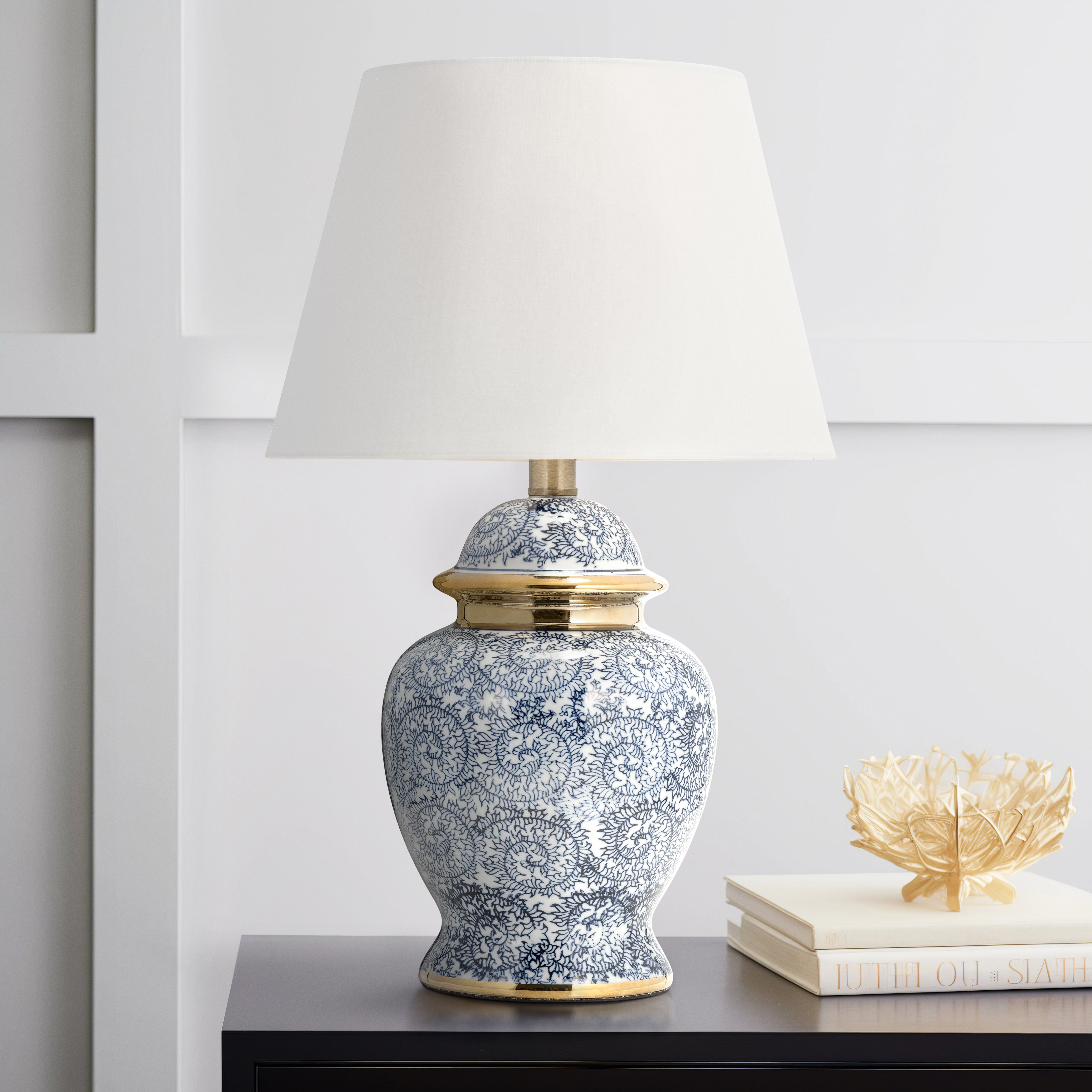 Mercer41 19” Chinoiserie Table Lamp - Contemporary Blue and White ...