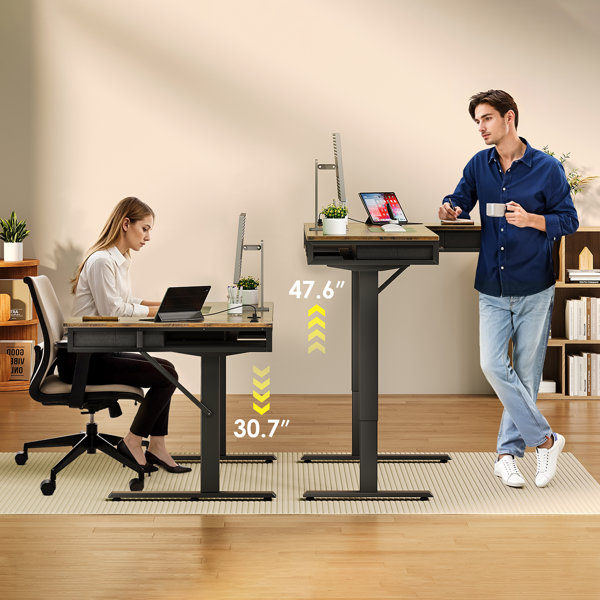 17 Stories Electric Standing Desk With 4 Under-desk Drawers, Height ...