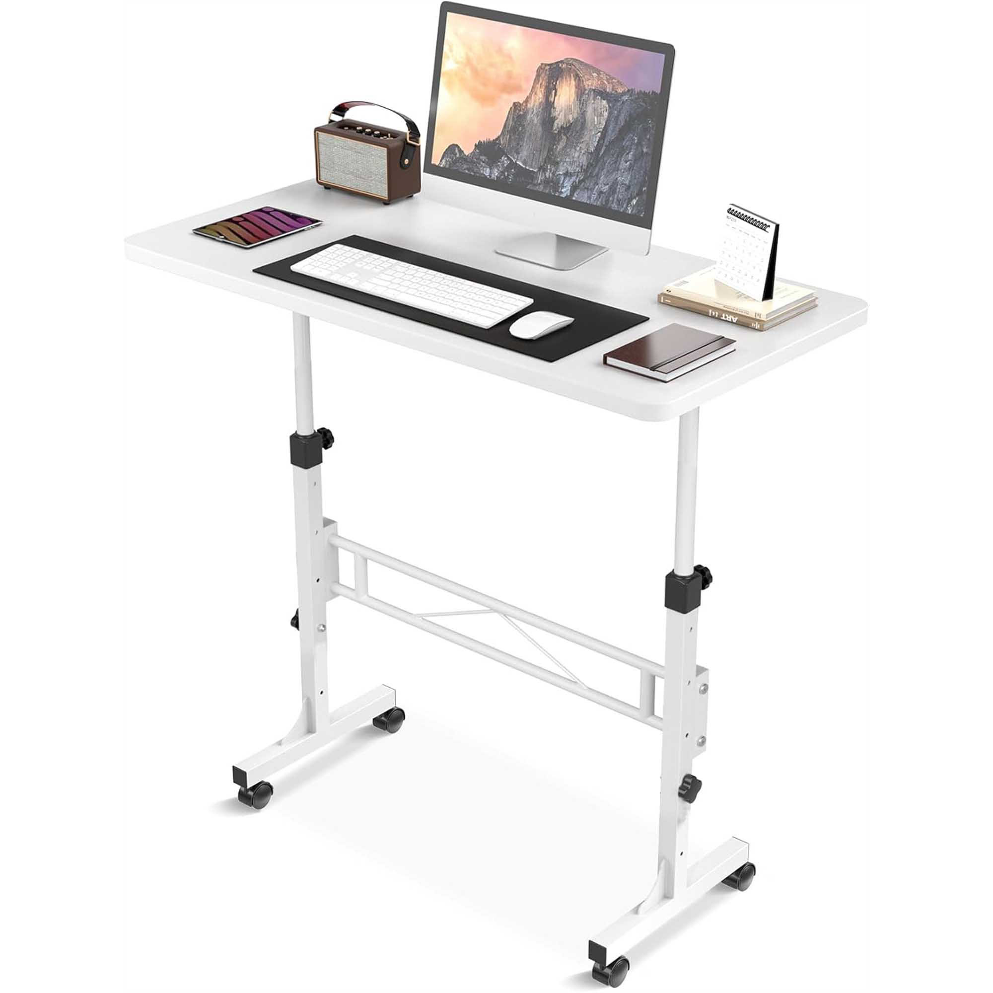 Latitude Run® Small Standing Desk Adjustable Height, Mobile Stand Up ...