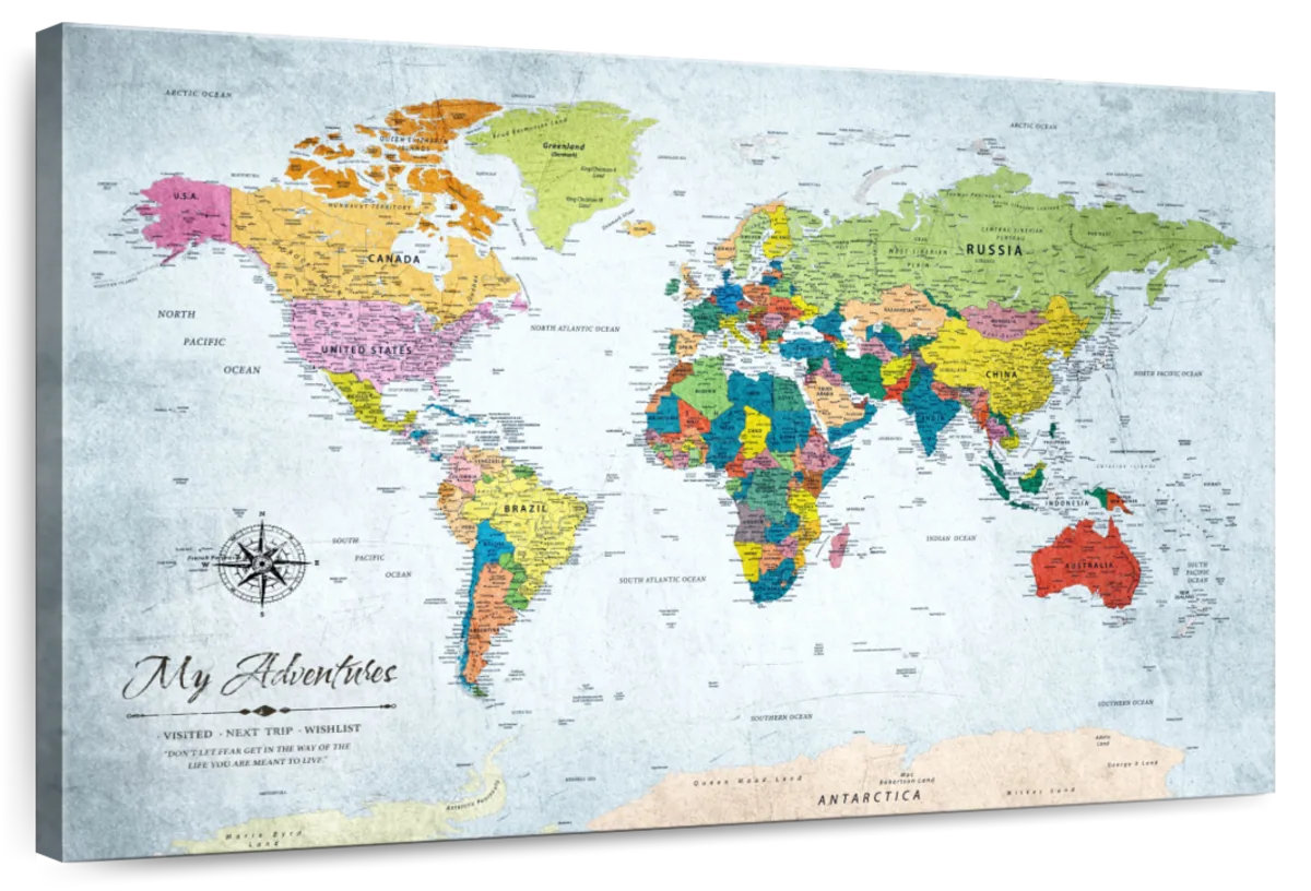 Elephant Stock My Adventures Push Pin World Map IV | Wayfair