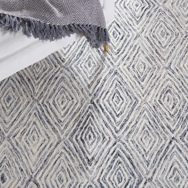Langley Street® Arlington Handmade Tufted Wool Blue/Ivory Area Rug ...