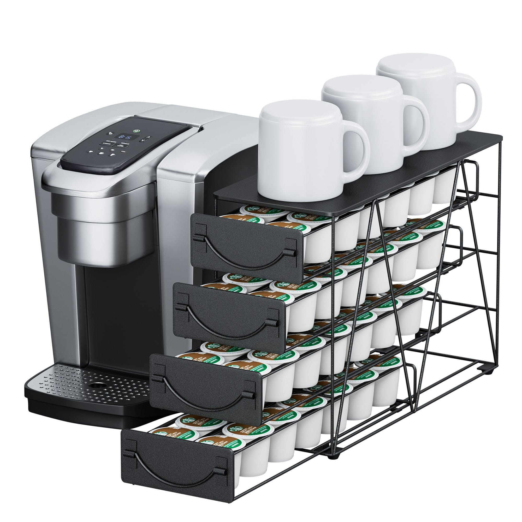 COAHAHA Coffee Pod Storage Rack, 56 Pod Capacity, Metal Vertical ...