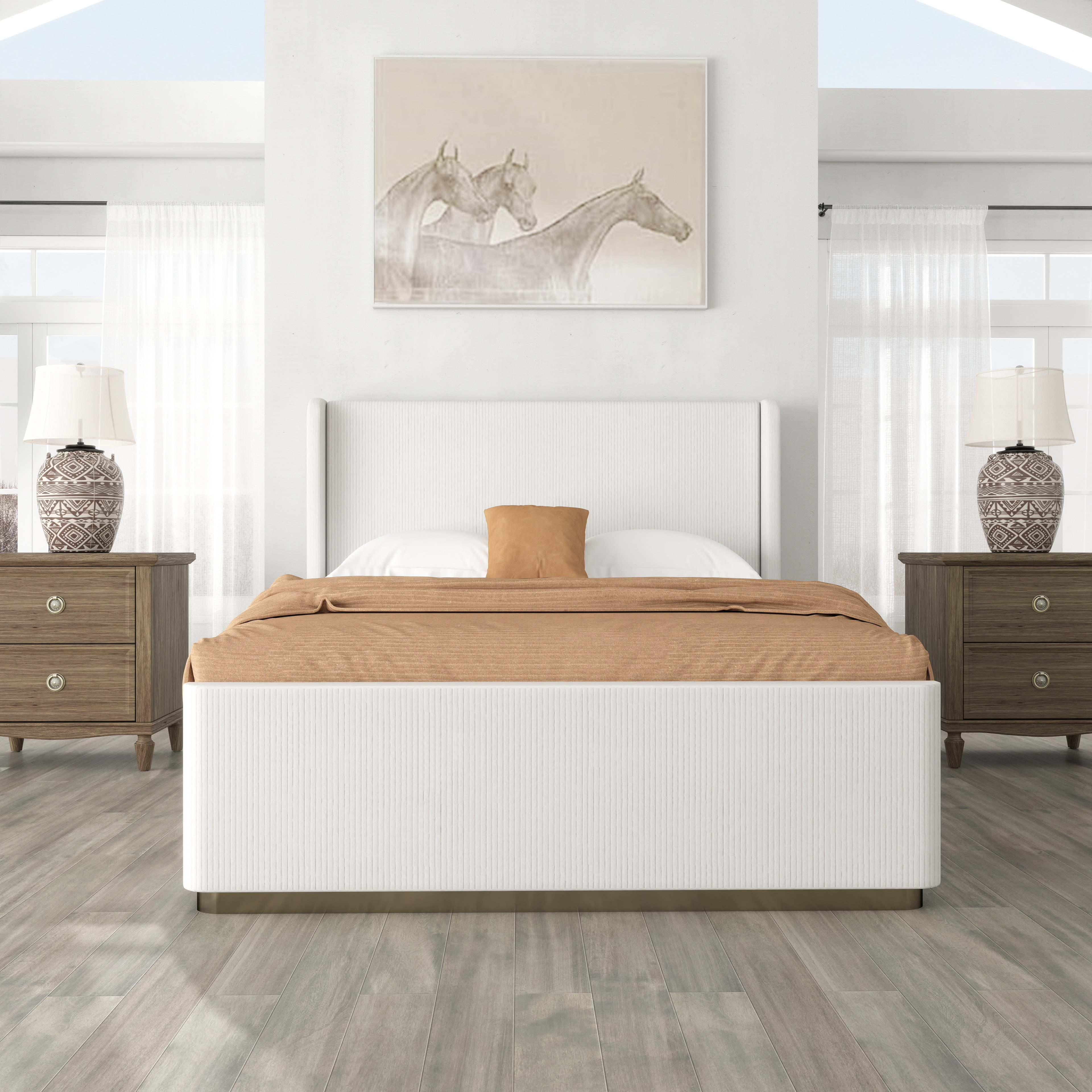Latitude Run® Corduroy Upholstered Bed Frame With Vertical Stripe ...