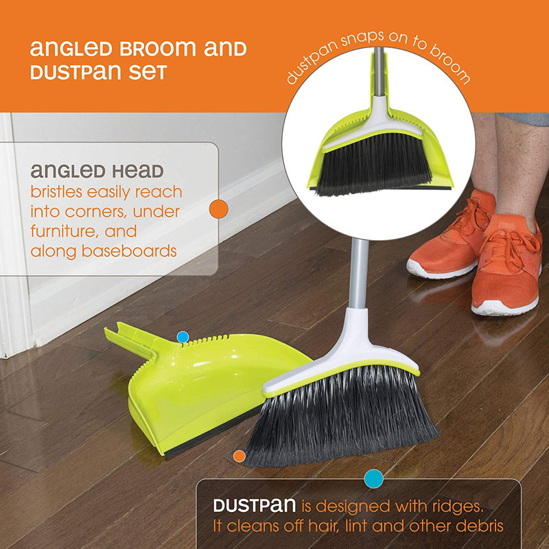 Casabella 2 Piece Angled Broom and Dustpan Set & Reviews | Wayfair