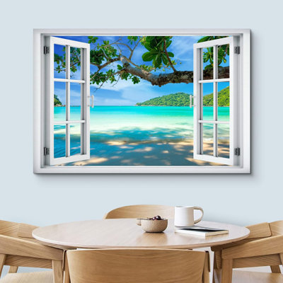 beach through window canvas