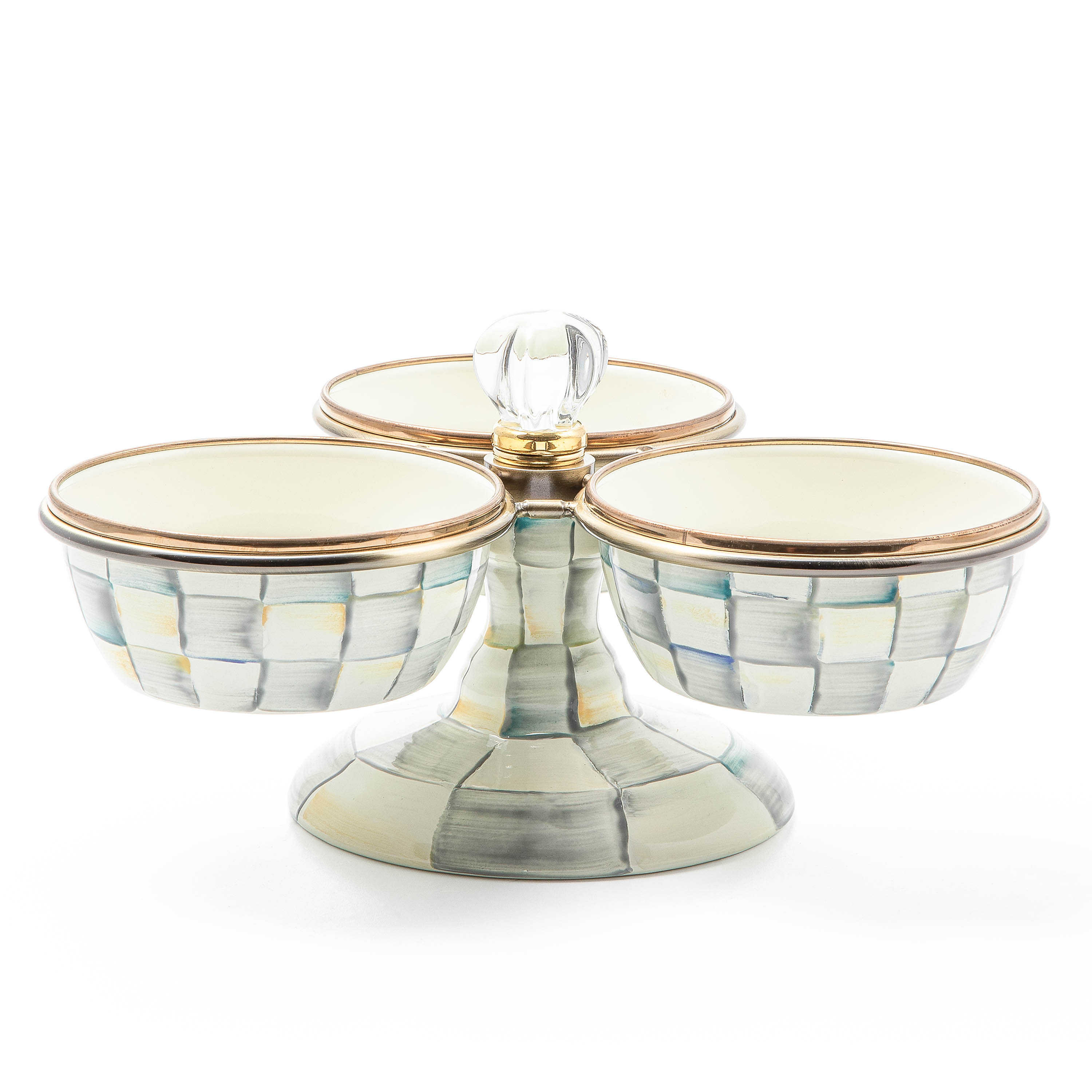 MacKenzie-Childs Sterling Check® Triplicity Condiment Server | Wayfair