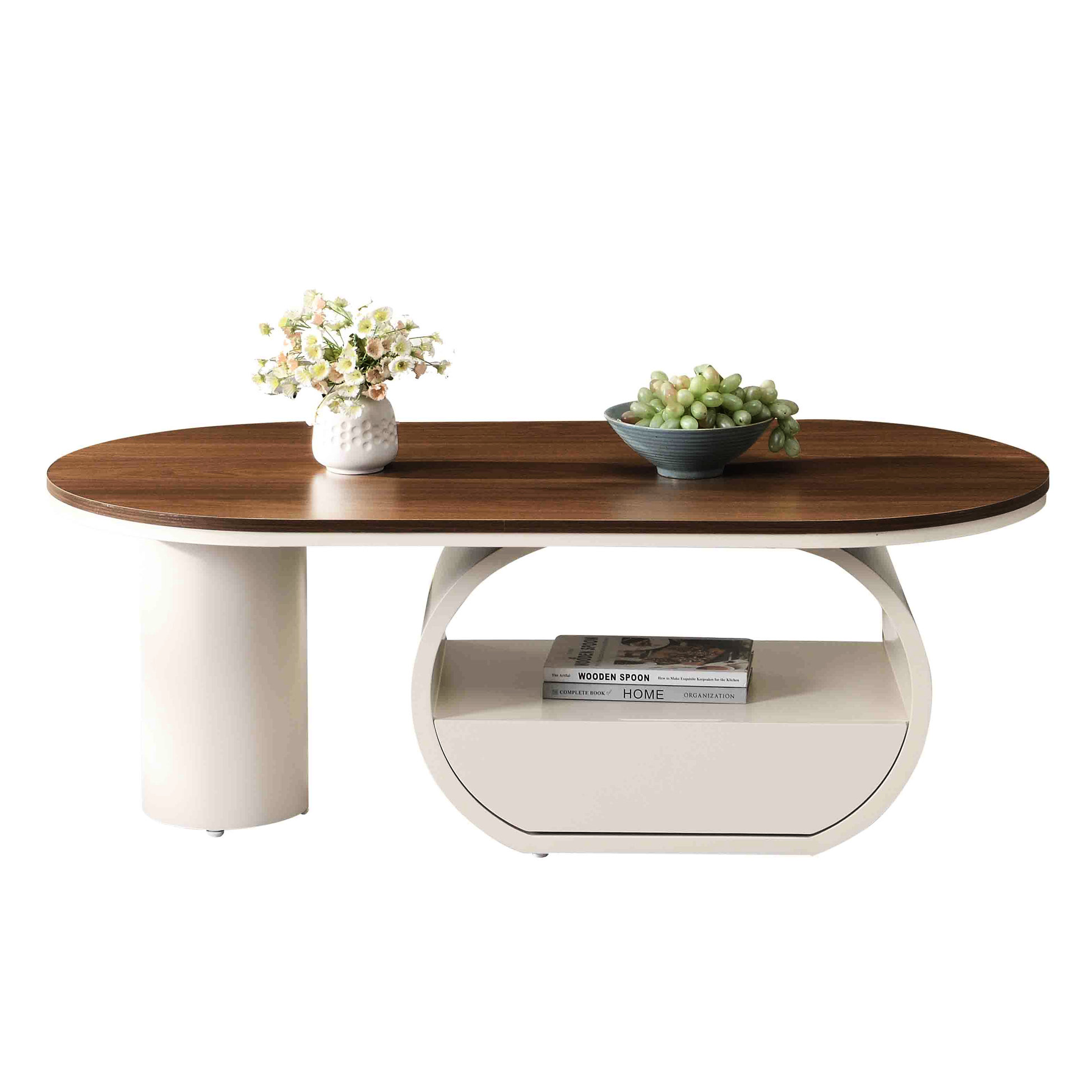 Ivy Bronx White Metal Luxury 48.26'' Oval Coffee Table For Living Room ...