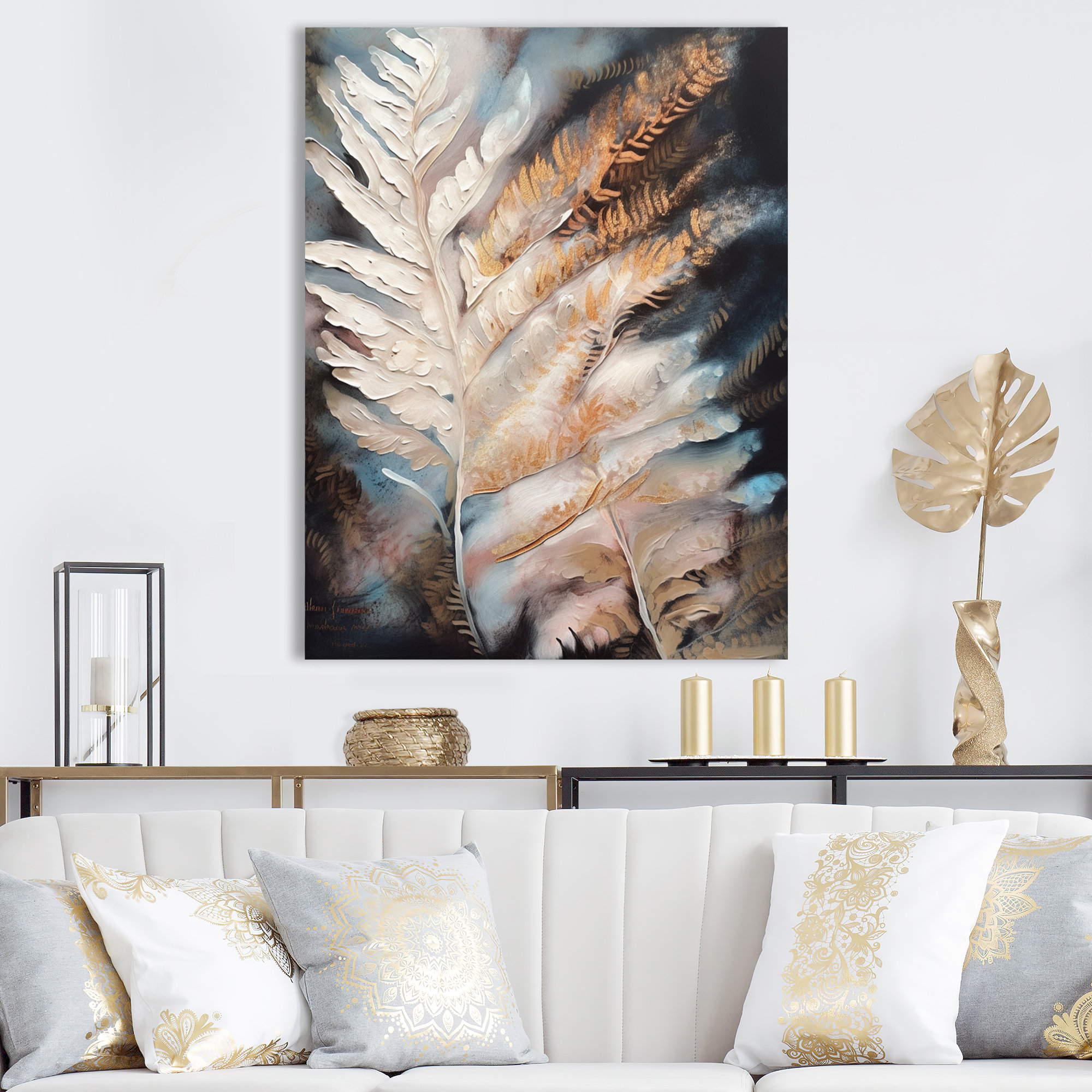 Winston Porter Cream Fern Reverie - Floral Ferns Canvas Wall Art ...