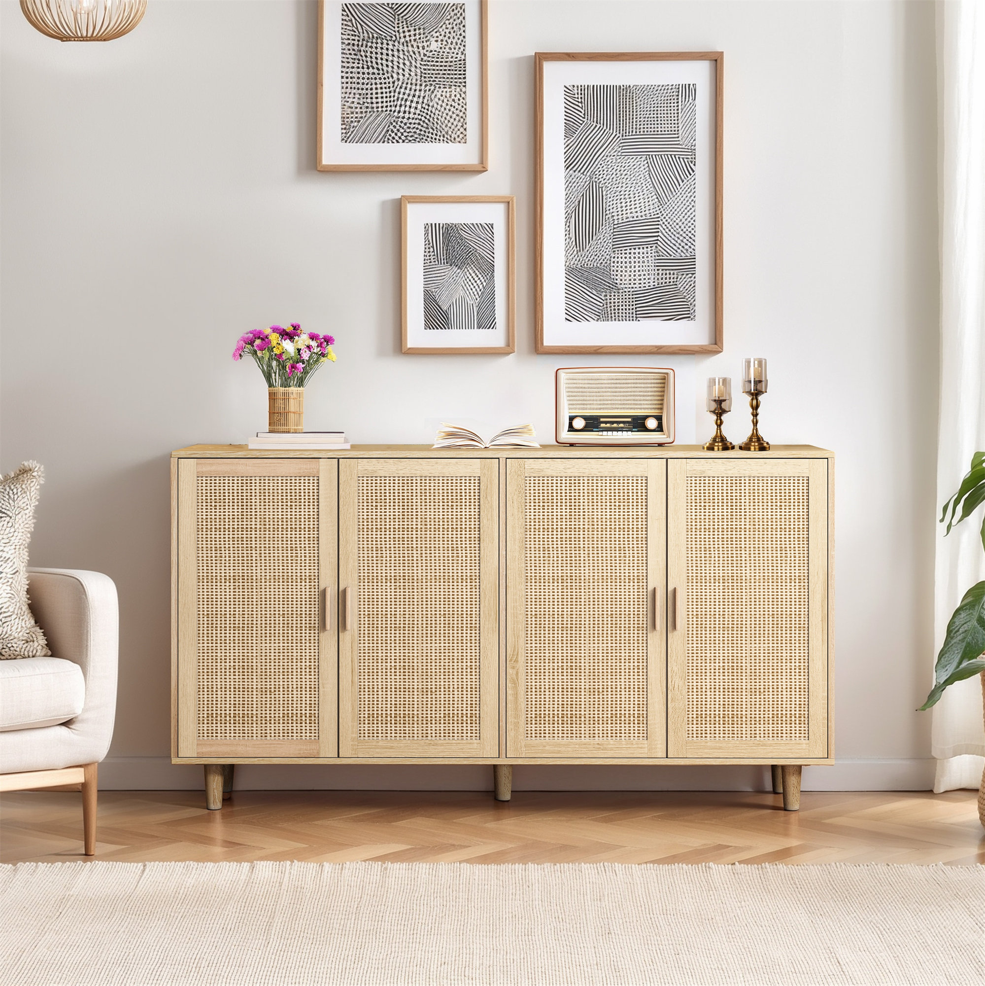 Bay Isle Home™ Elegant And Functional 4-door Rattan Decorative Storage ...